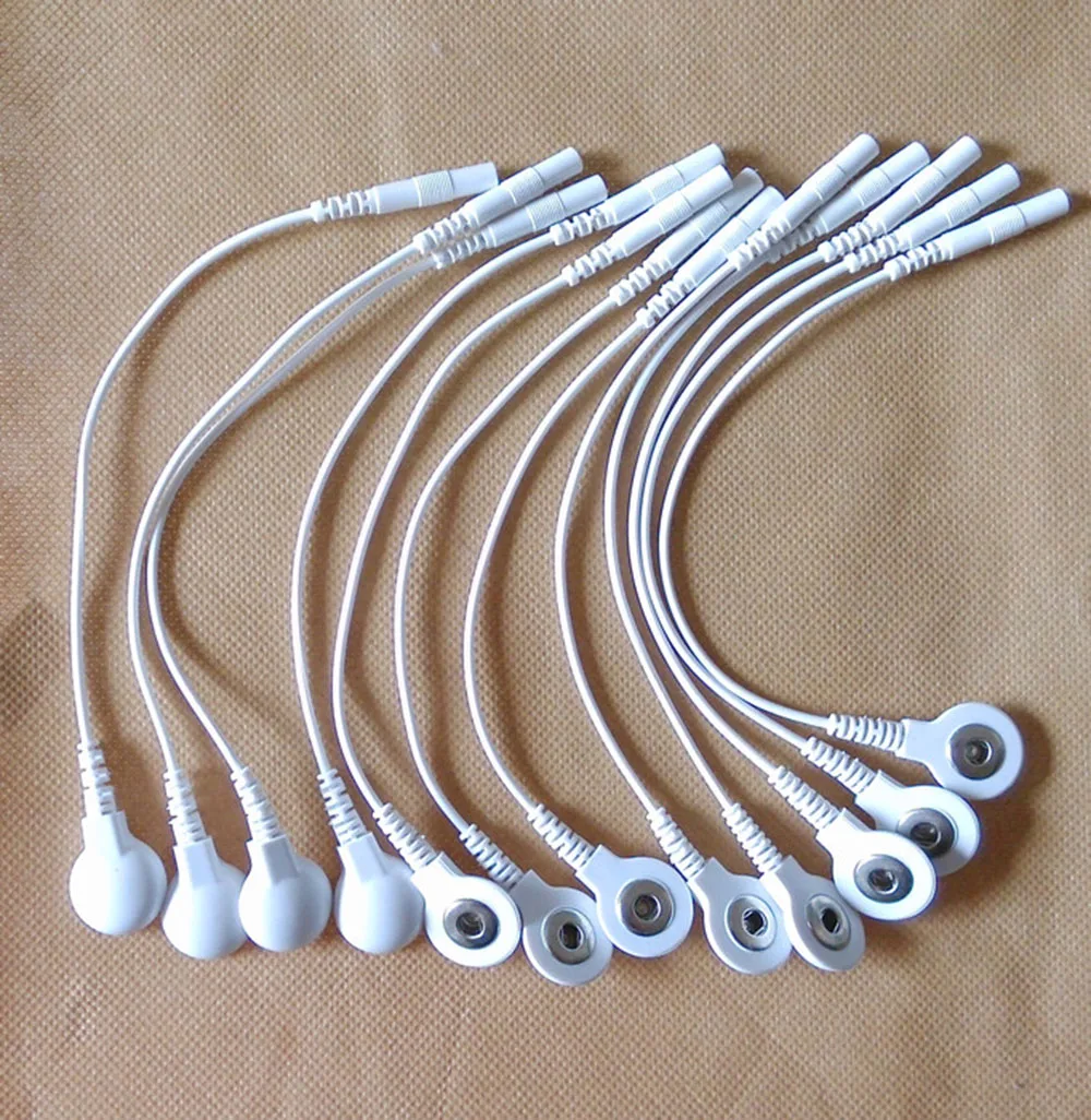 12 Pieces Adapter Tieline Short Cables Electrode Wires With Snap 3.5mm ...