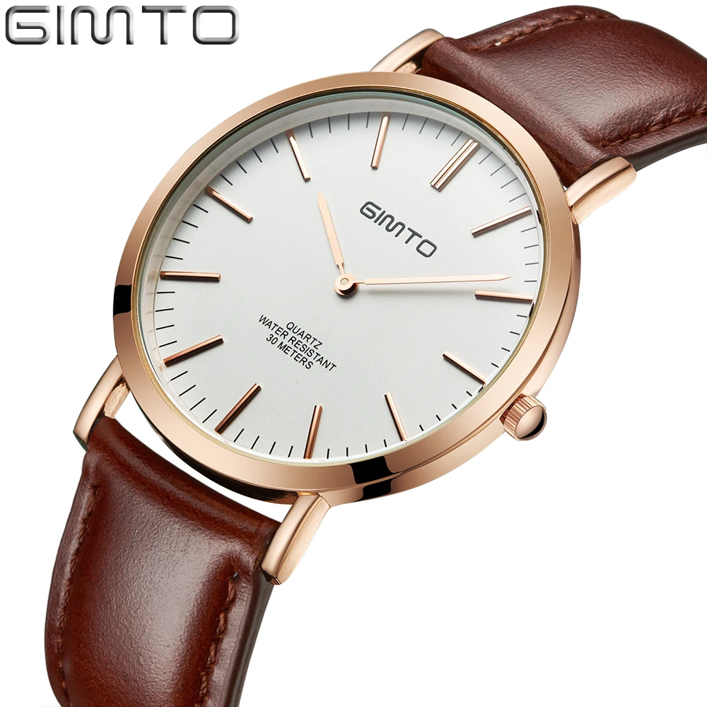 GIMTO 2016 Fashion Simple Watches Men Leather Watch Male Casual Ultra ...