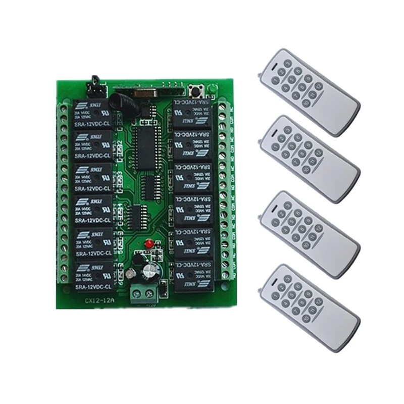 DC12V 12CH 10A RF Wireless Remote Control Relay Switch Security System ...