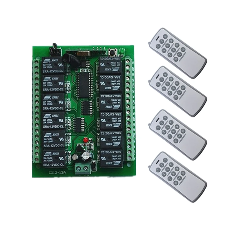 DC12V 12CH 10A RF Wireless Remote Control Relay Switch Security System ...