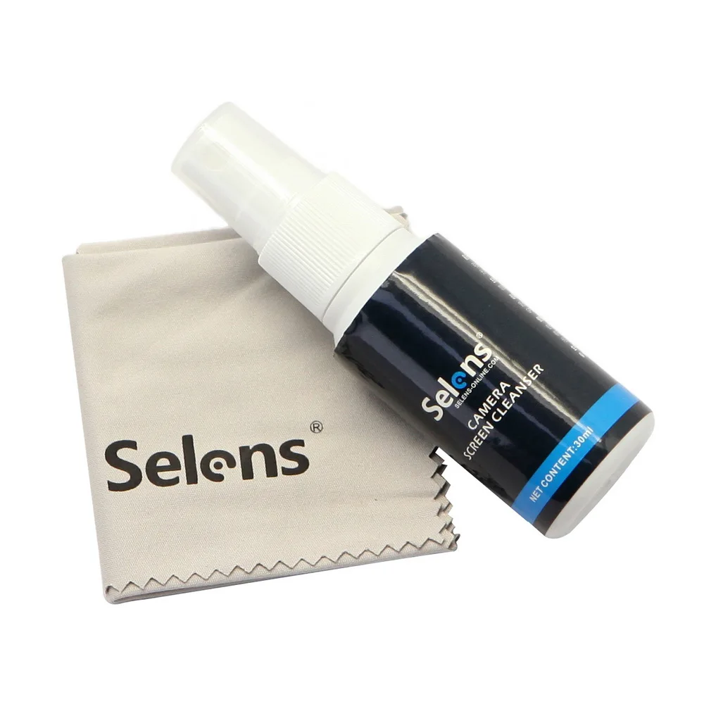Selens Lens Cleaning Set Microfiber Cloth and 30ml Spray Cleanser for ...