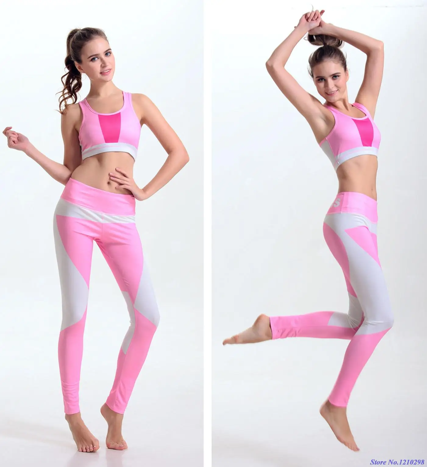 Grey Fitness Suits Pink Gradient Sports Yoga Set Sexy Top Grade Sport