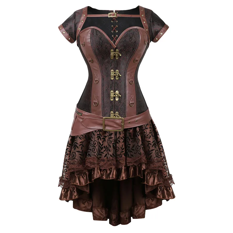 Steampunk Corset Plus Size Gothic Punk Leather Bustier Corset Dresses