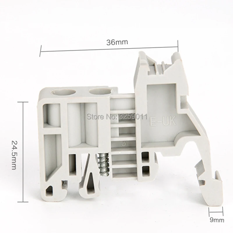 1pcs E-uk 35mm Din Rail End Screw Clamp Terminal Fixed Block Gray Feed ...