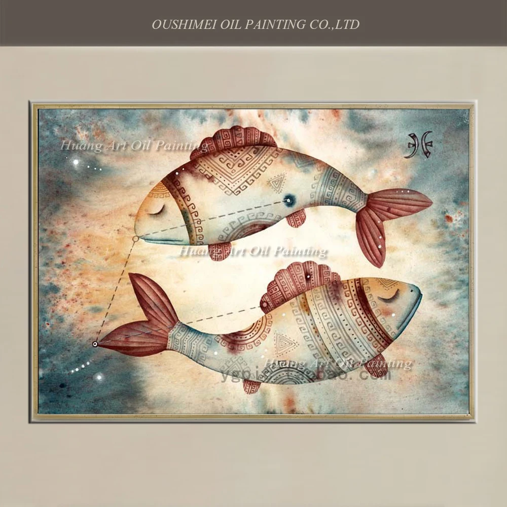 New-Constellation-Pisces-Paintings-Handmade-Modern-Abstract-on-Canvas ...