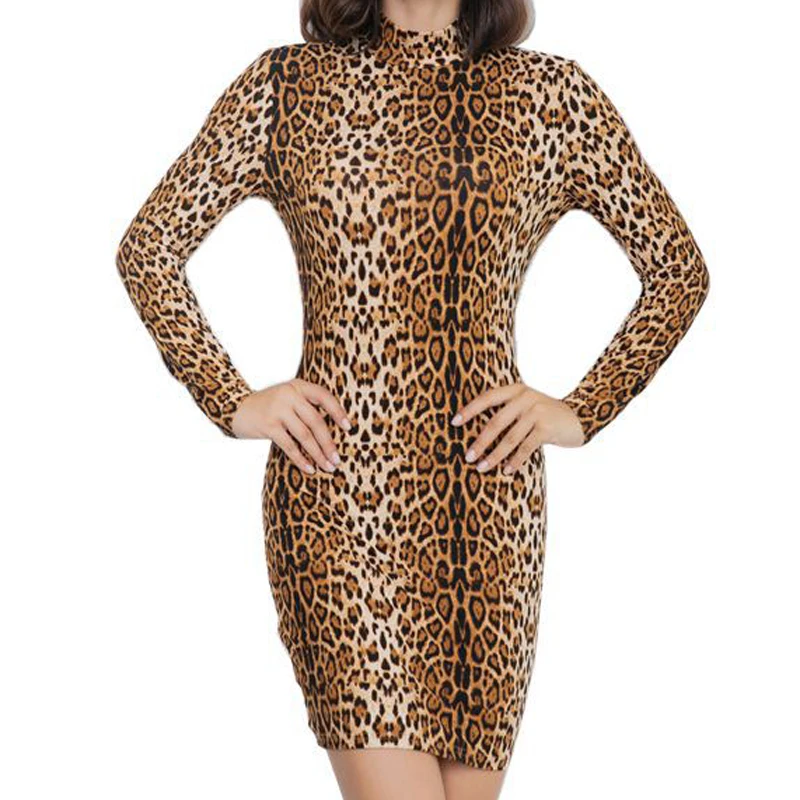 2019 New Spring Dress Women Fashion Leopard Print Dress Elegant Party