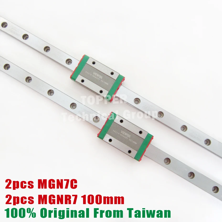HIWIN MGN7C miniature MGN slider with 100mm MGNR7 linear guide rail 7mm ...