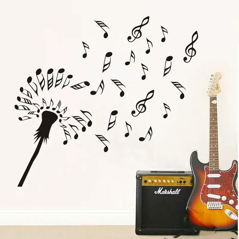 Pegatinas de pared de notas musicales creativas de dibujos animados ...