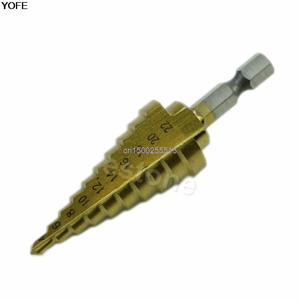 Drill Bit Hex Titanium Step Cone Drill Bit Hole Cutter 4 22mm HSS 4241 ...