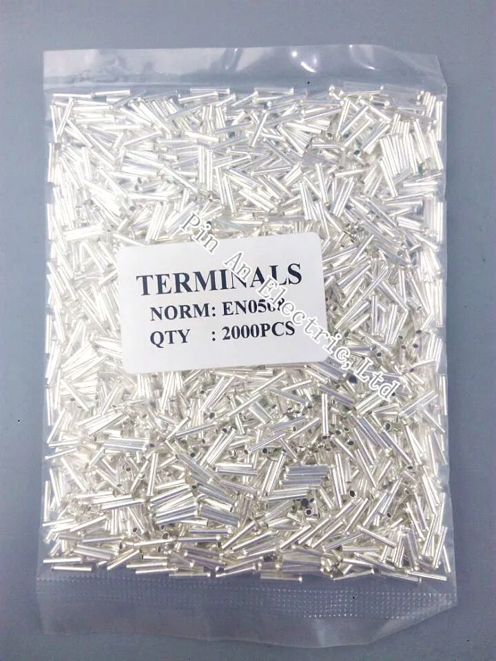 2000pcs En0506 튜브 비포장 터미널 부트 레이스 쿠퍼 페룰 키트 세트 와이어 구리 크림프 커넥터 절연 코드 핀 엔드