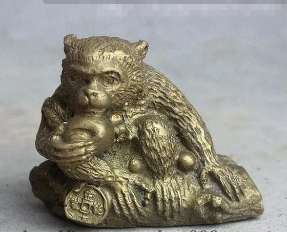 YM 308 Folk Chinese Brass Feng Shui Wealth Money Shou Peach Longevity ...