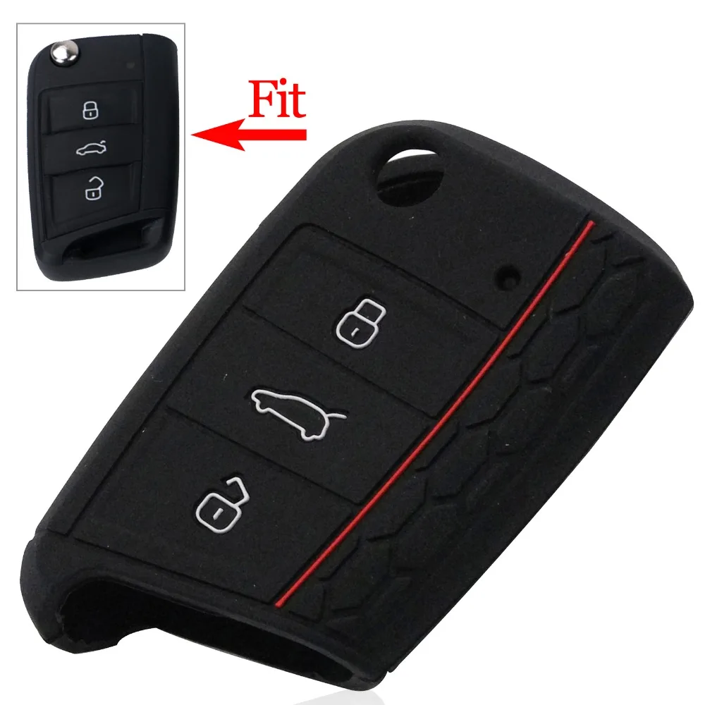 New 3 Buttons Silicone Car Key Cover For VW Volkswagen New Polo Golf 7 ...