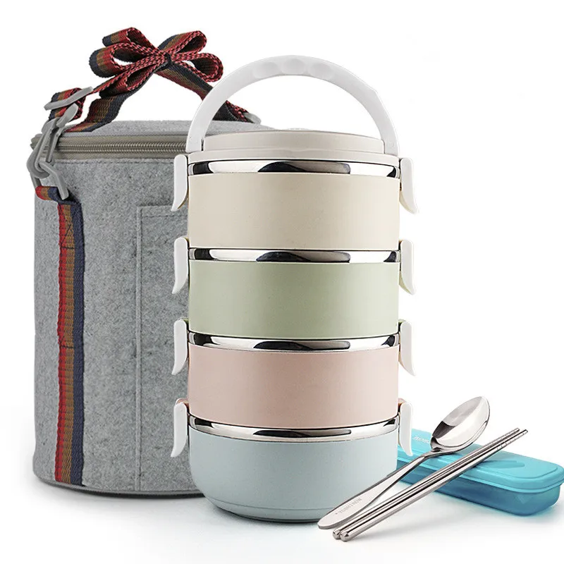 4 layer Large Stainless Steel Lunch Box with Bag Detachable Random ...