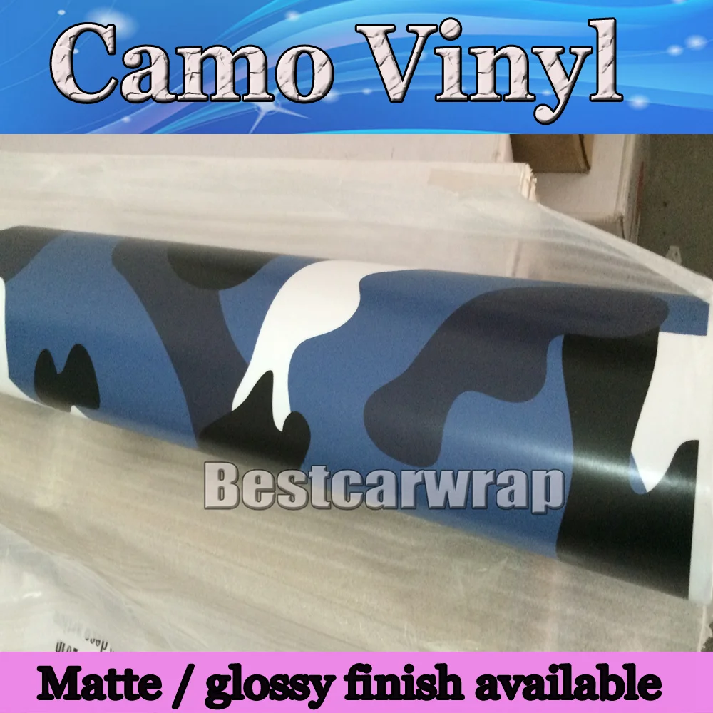 Blue Matte Camouflage Vinyl Car Wrap With Air Rlease Full Wrap Arctic ...