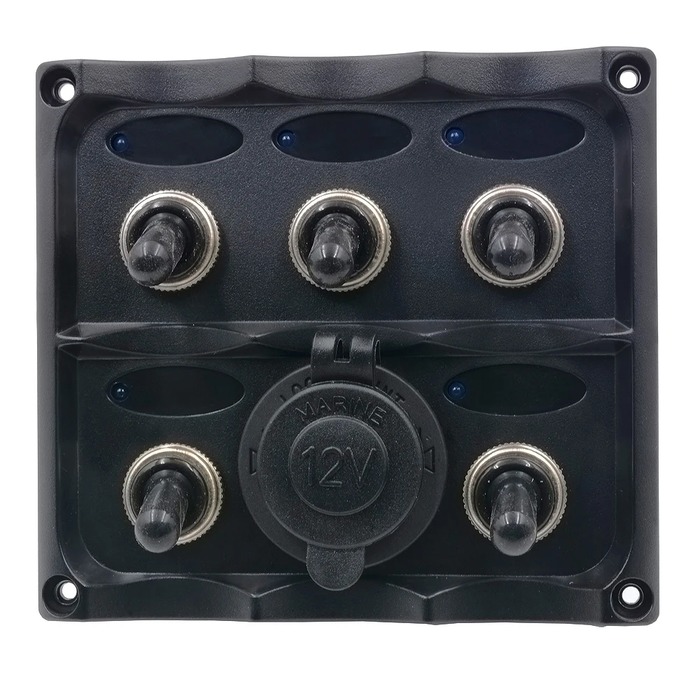 Marine Switch Panel 6 Gang Splashproof Toggle LED Back Indicator Light ...
