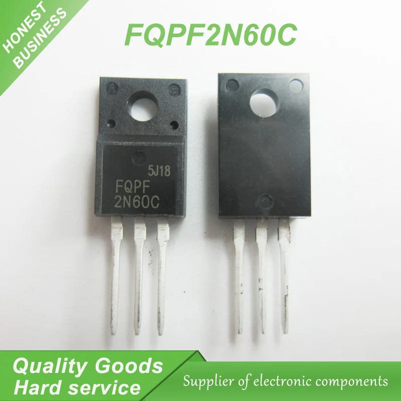 10pcs Fqpf2n60c 2n60c 2n60 600v 2a Mosfet N-channel Transistor To-220f ...