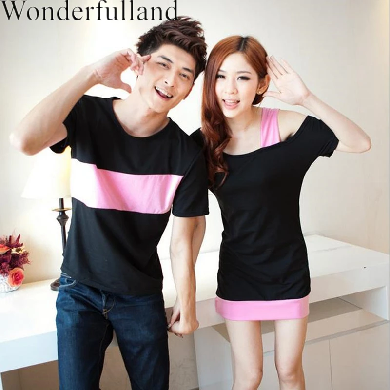 2016 Fashion Couple Clothes Lovers T Shirts Men Women Summer Valentine