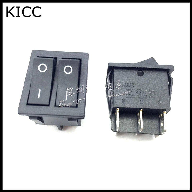 22-28MM-Rocker-Switch-Black-KCD46-KCD3-Double-joint-6Pin-2File-Seesaw ...