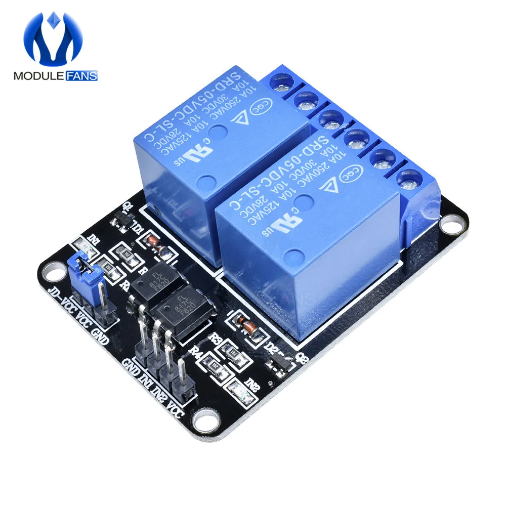 5 peças 5v 2ch 2 canais way módulo de relé escudo para arduino arm pic ...