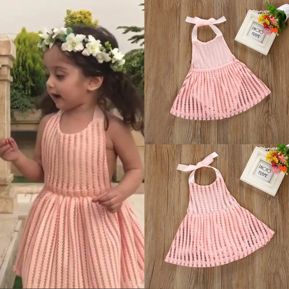 Puseky 0 24M Baby Girl See through Striped Halter Sleeveless Backless ...
