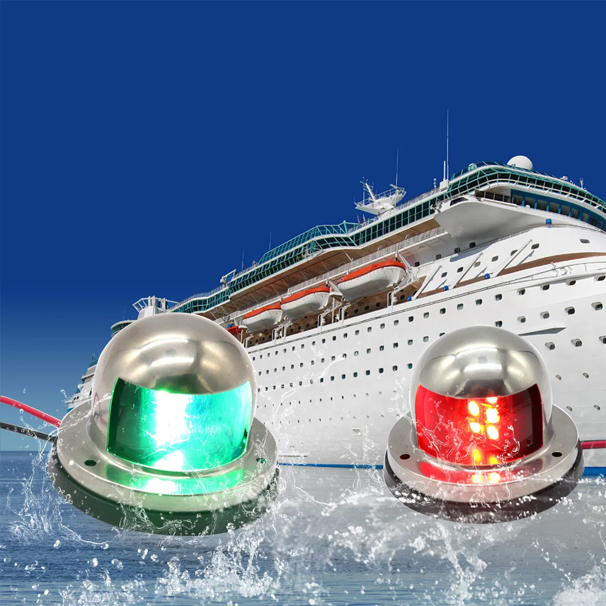 12VDC-Red-and-Green-Pair-of-Yachts-Ship-304-Stainless-Steel-Navigation ...