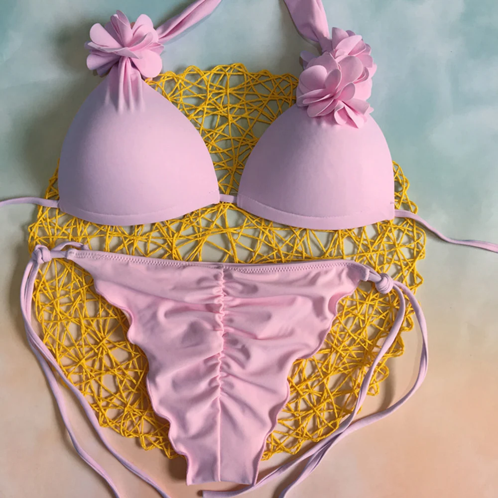Adriana Arango Sexy Halter Bikinis Set Women Flower Shape String Bikini ...