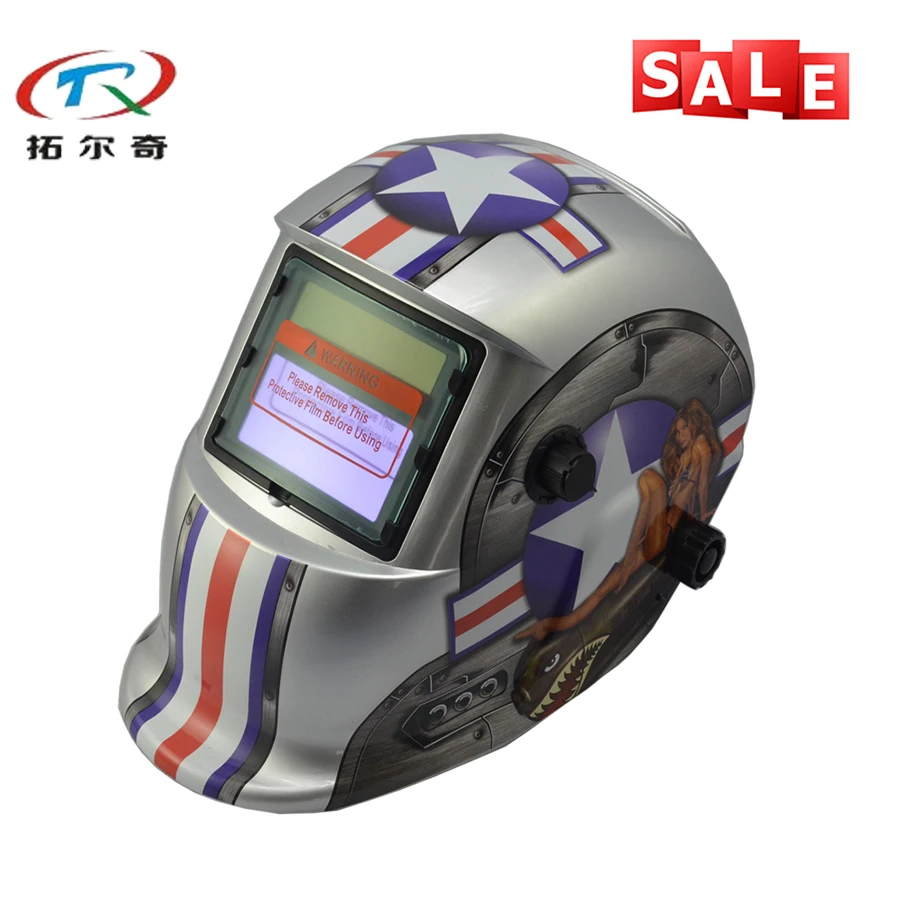Sexy Football Girl Printing Lovely Welding Helmets Grinding Automatic Battery Safety Products