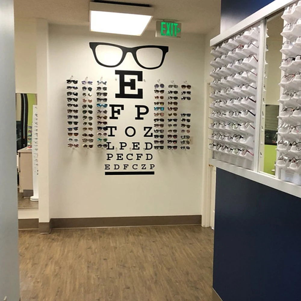 Large Glasses Eye Chart Optical Window Wall Sticker Eye Doctor ...