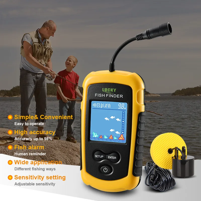 Fish Finders Bite Alarm 100M Portable Sonar LCD Fishing Echo Sounder ...