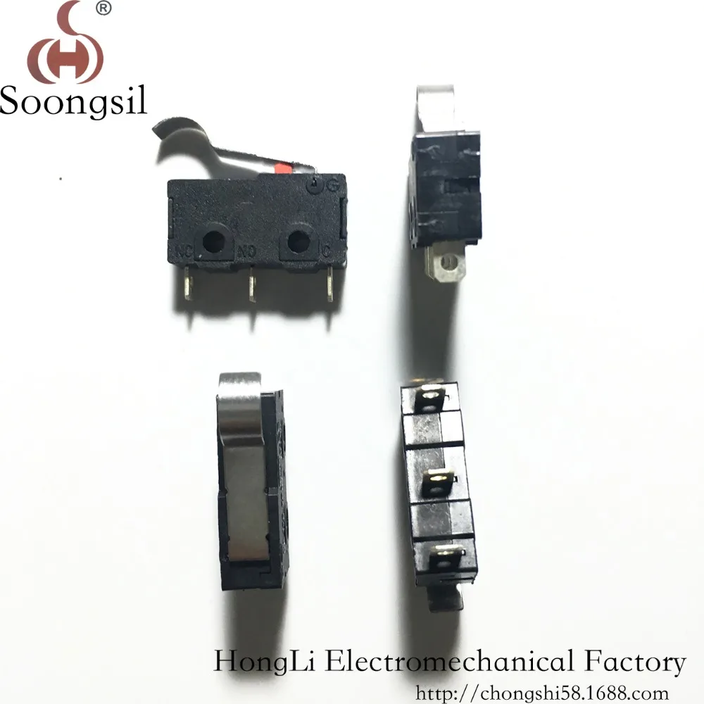 50PCS 3 pins Micro Touch Switches NO+NC 3a/5a 125VAC 250VAC Mini limit ...