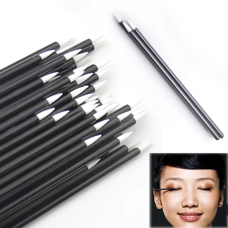 50pcs Disposable Eye Liner Brush Short Handle Cosmetic Eyeliner Eyeliner Liquid Wand Applicator