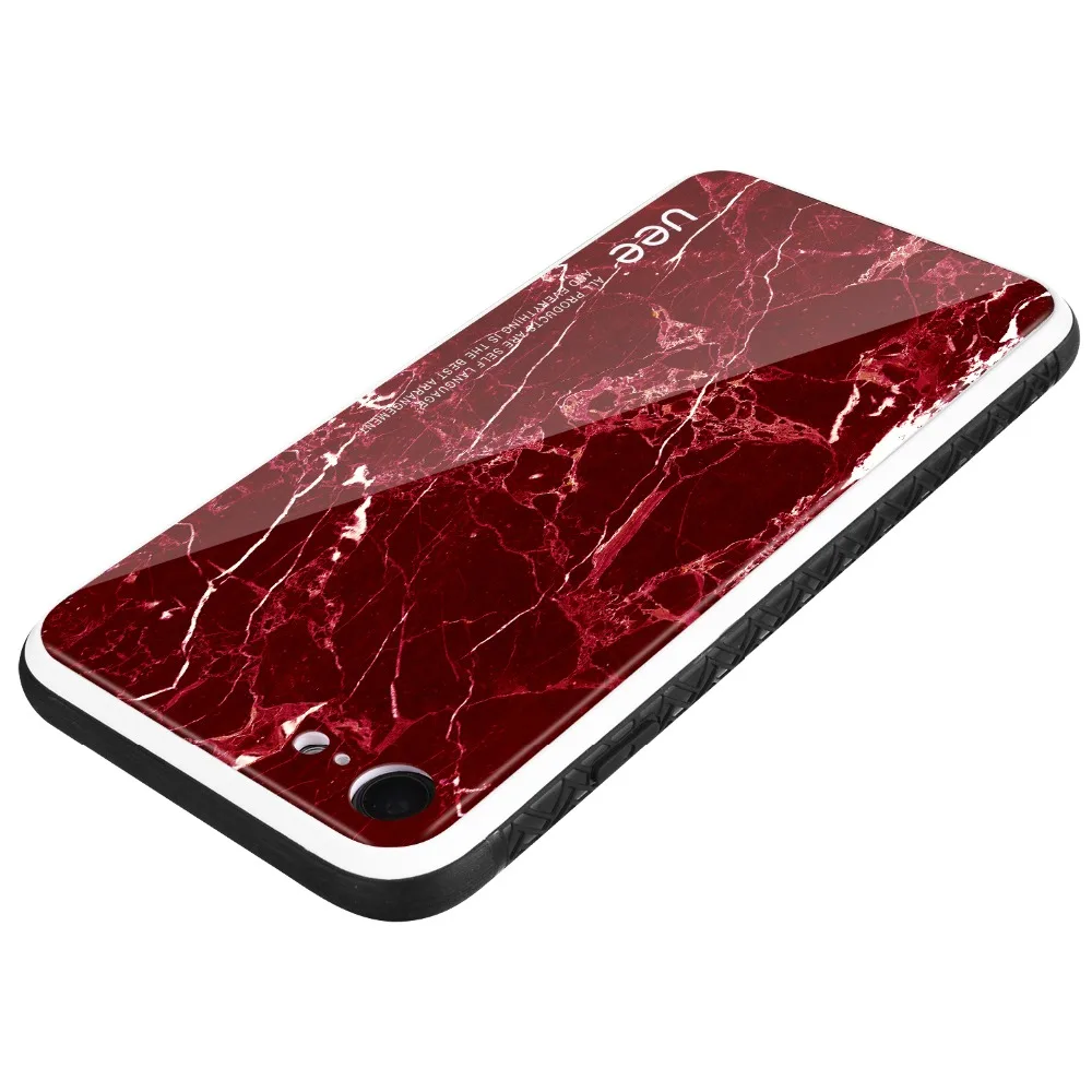 for iPhone x Case Women Luxury Tempered Glass Stone Patterned ...