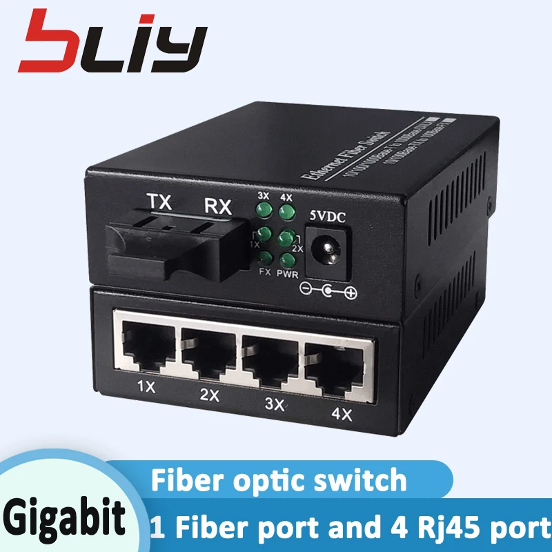 5 Port Mini Gigabit Ethernet Switch 1g4e 1 Dual Fiber Port 4 Rj45 ...