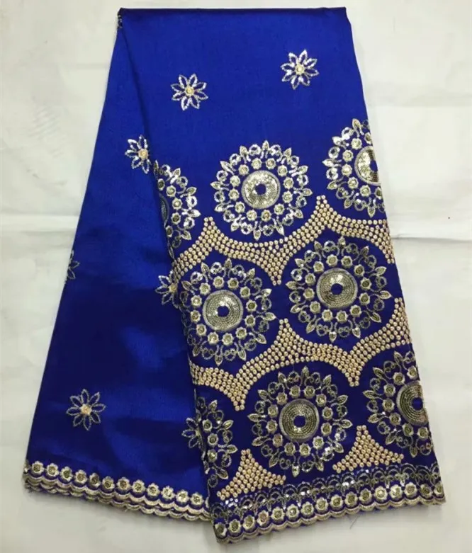 Excellent pattern royal blue george wrappers material embroidery ...
