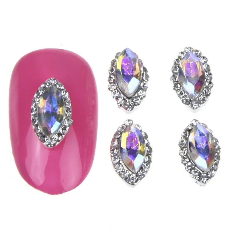 10Pcs/Lot Tear Drop Nail Art Decorations Silver Plated Metal Nail Charm ...