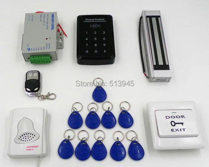 Door Release Button +10 RFID Key Card+ 180kg Magnetic Door Lock + Touch ...
