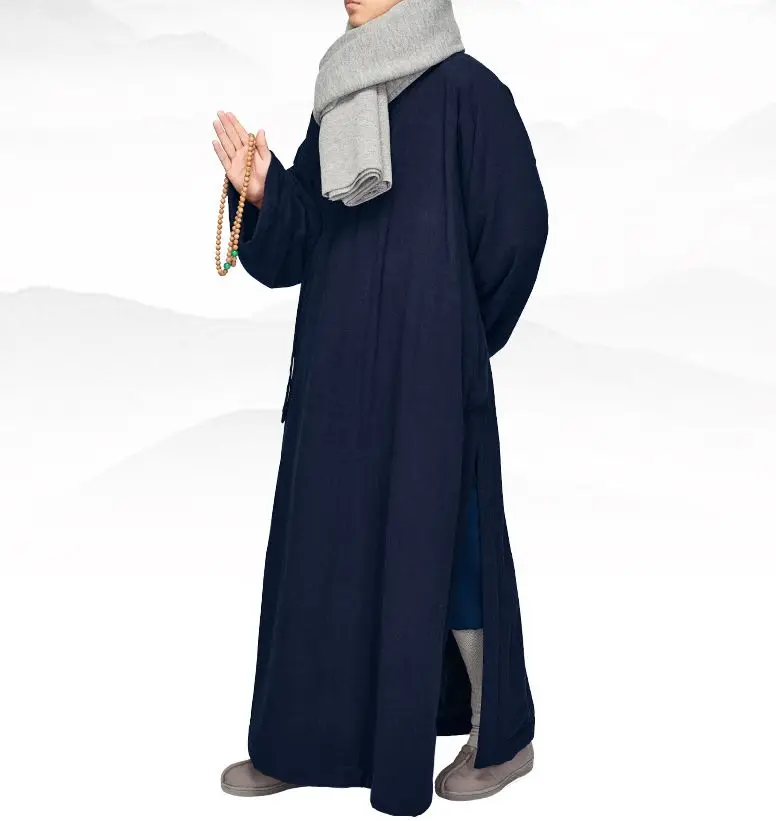 3color Blue/red Unisex Cotton&linen Buddhist Warm Clothing Robe Winter ...