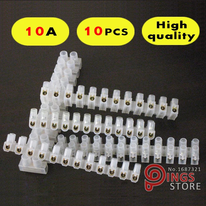 10PCS X3 series nylon screw terminal block 10A 10mm2 12 / U type copper ...