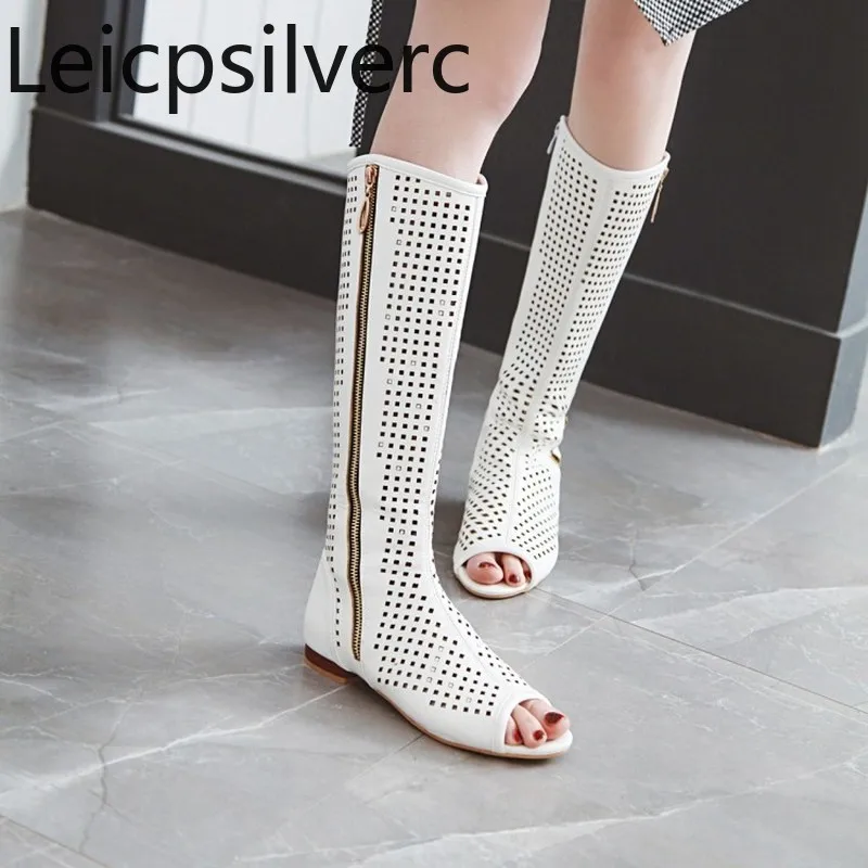 Summer Boots Open Toe Heel | Boots Summer Low Heeled Shoes - Women's ...