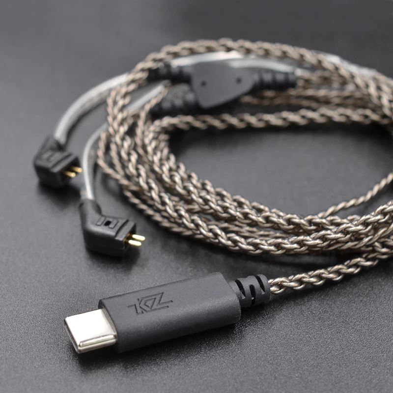 Kz Usb Type-c Cable Hd Audio Digital Decoding Silver Plated Upgrade 0 ...