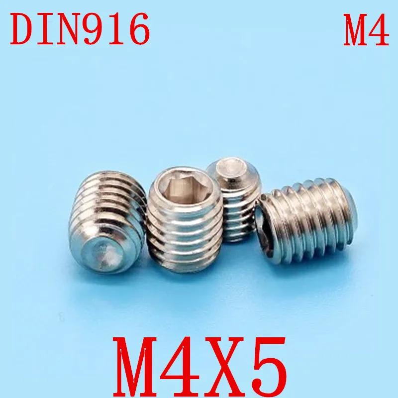 1000pc/set DIN916 m4*5 m4x5 4mm Stainless Steel Metric Thread Grub ...