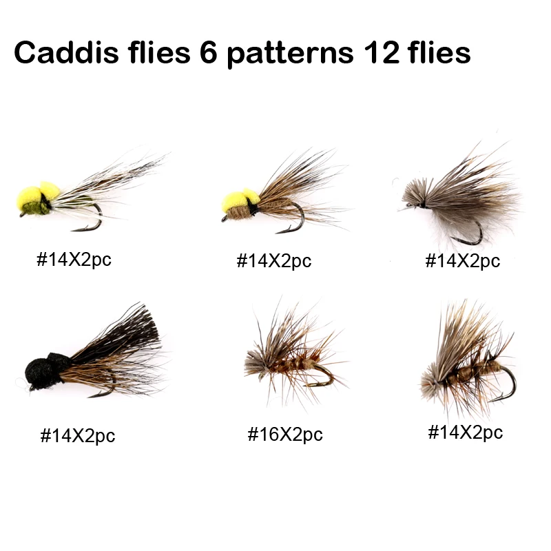 Trout Fishing Flies 18 Dry Fly Assortment - Sedge & Caddis Patterns For ...