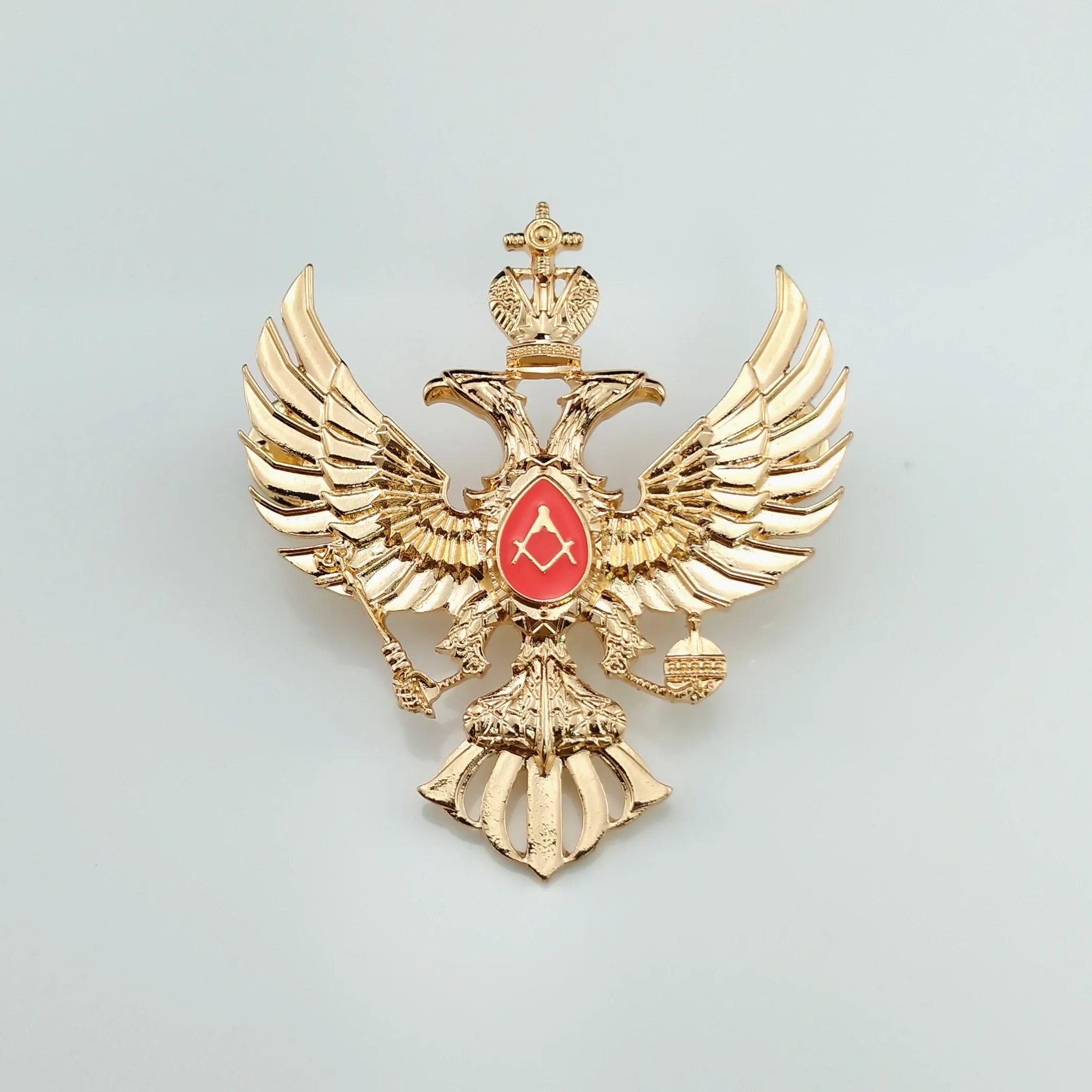 Russian Masonic Double Head Eagle Badge, Plating Gold Freemason Badges ...