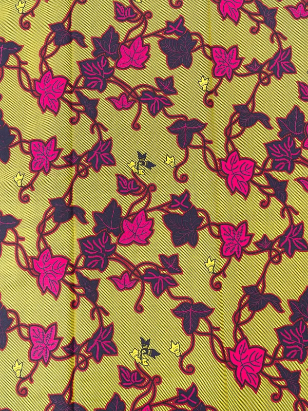 African George Material Real Wax Green Red Purple Leaves Pattern 6 ...