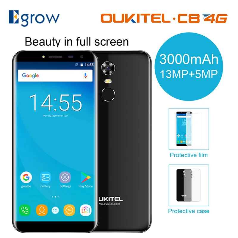 Oukitel C8 4G Mobile Phone 5.5 Inch 18:9 Screen phone Quad Core 2GB RAM ...