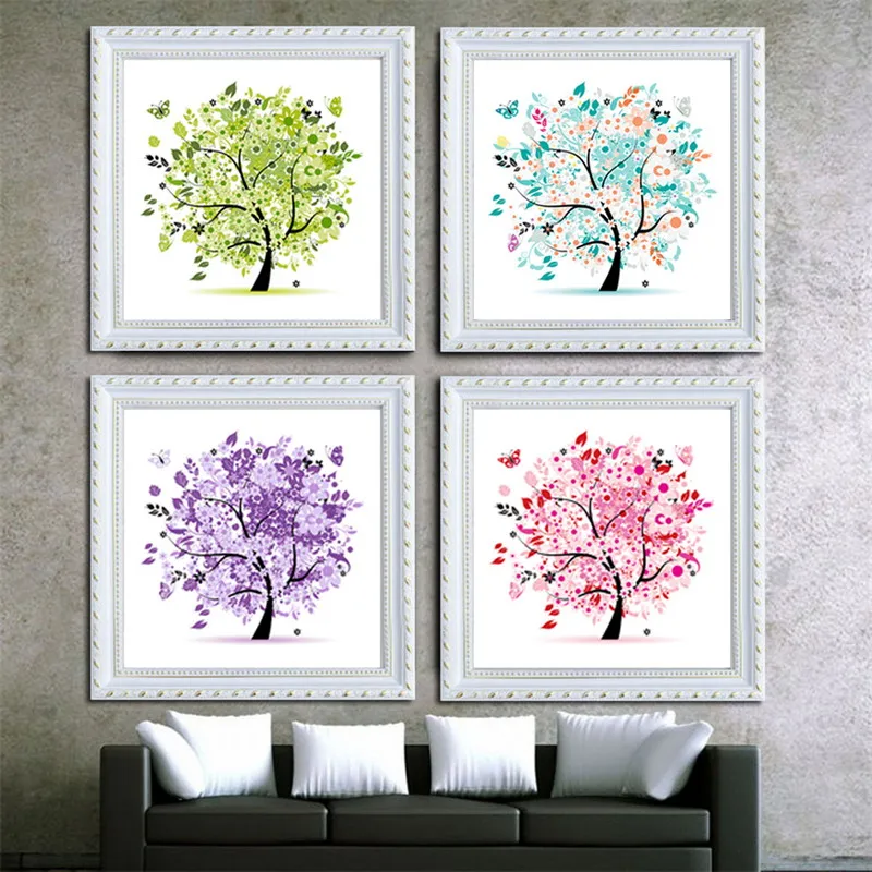 The four season trees diy diamond painting home decoration wall art ...