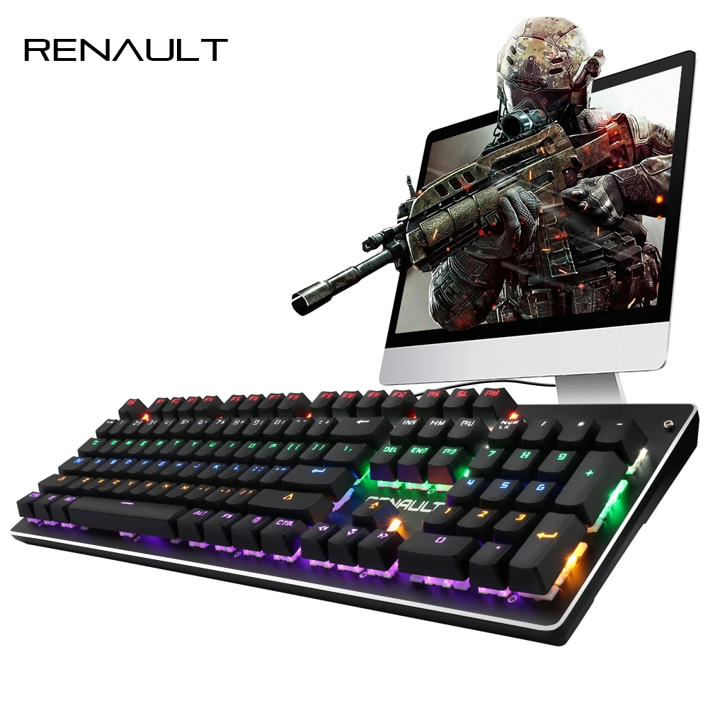 Renault Russian/english Mechanical Keyboard 87/104 Keys Backlit Blue ...