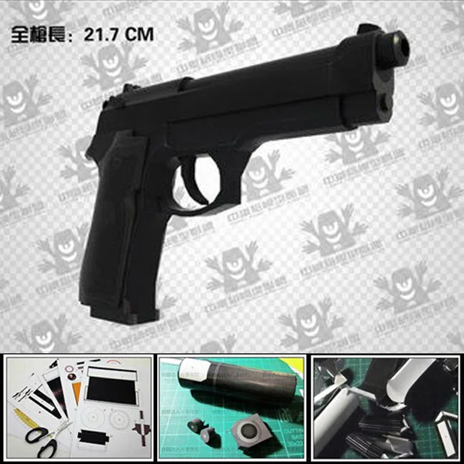 Free Shipment Paper Model Gun Beretta 92fs M9 Pistol 1:1 Scale 3d Paper ...