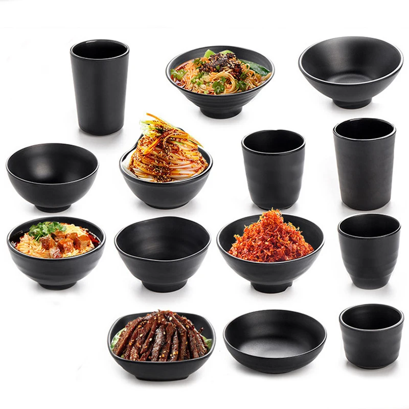 BOL,T10--bol en mélamine A5, porcelaine noire givrée, Imitation de ...