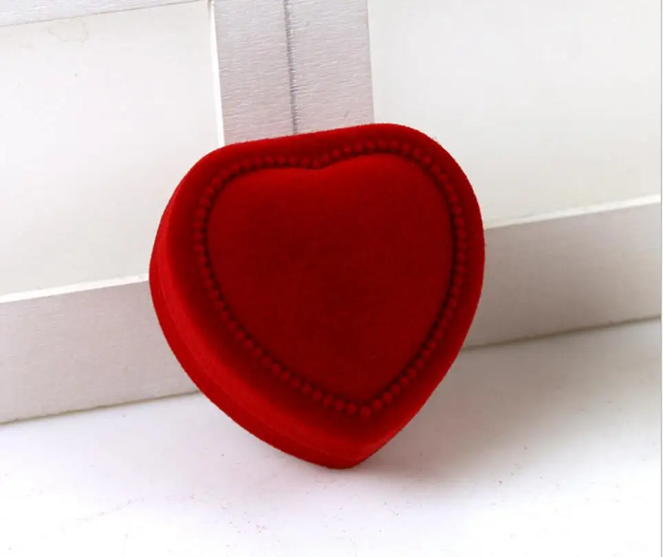 300pcs/lot Ring Earring Gift Boxes Storage Red Jewelry Box Heart Shape ...